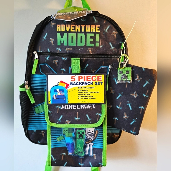 Minecraft | Accessories | Nwtminecraftkids5 Piece Bookbag Setgreen ...